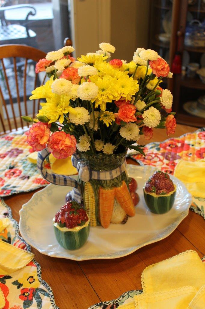 table linens and flowers