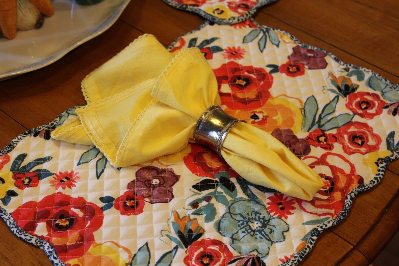 table linens and flowers