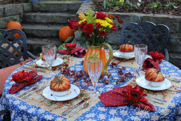 An Autumn Luncheon Under the Trees - Belle Bleu Interiors