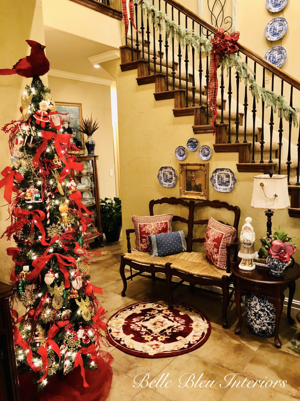 A Merry and Bright Christmas Foyer - Belle Bleu Interiors