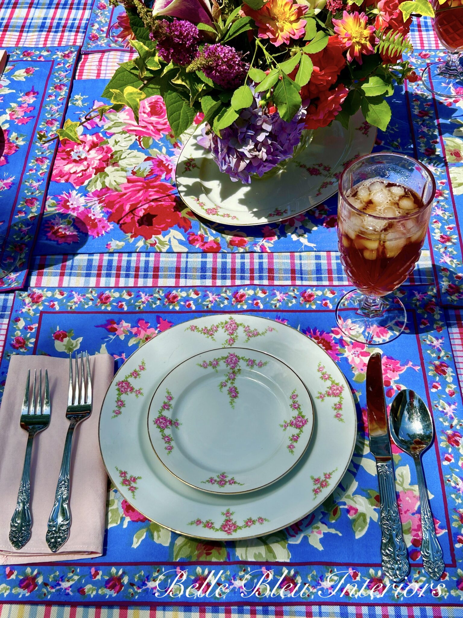 An Early Summer Tablescape in the Garden - Belle Bleu Interiors